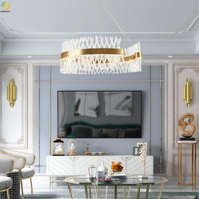 China Iron Electroplating Crystal Home Art Baking Paint Gold LED Nordic Pendant Light for sale