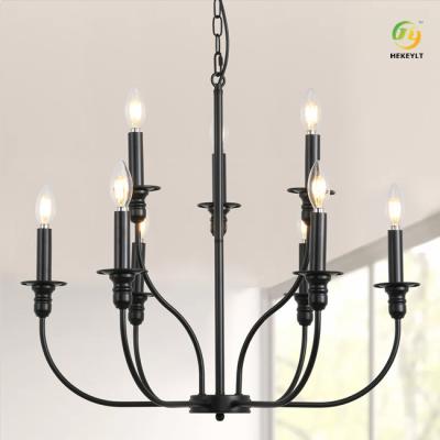 China 8 heads e26/e27 Suspended Light Black iron Nordic Pendant Light for sale