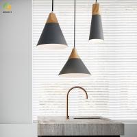 China E26 Wood Aluminum Modern Pendant Light For Hotel / Living Room / Showroom for sale