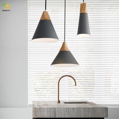 China E26 Wood Aluminum Modern Pendant Light For Hotel / Living Room / Showroom for sale