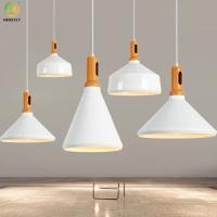 China E26 Aluminum Wood Modern Pendant Light For Hotel Living Room for sale