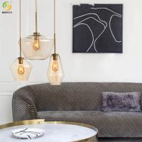 China E26 Clear / Amber Glass Nordic Pendant Light For Hotel / Living Room / Showroom for sale