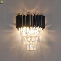 China Electroplating Crystal Home Art Baking Paint Black LED Modern Wall Light for sale