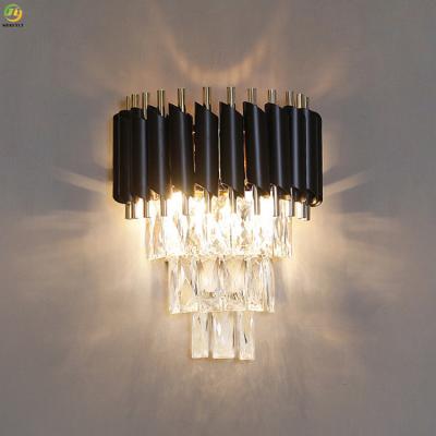 China Electroplating Crystal Home Art Baking Paint Black LED Modern Wall Light for sale