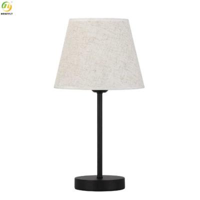 China Clear Glass Linen Metal LED Bedside Table Lamp For Decoration Read for sale