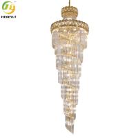 China K9 Staircase Clear Crystal Led Modern Pendant Light Classic Luxury Style for sale