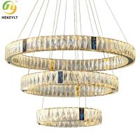 China Circular Led Hanging Lighting Pendant Gold K9 Crystal for sale