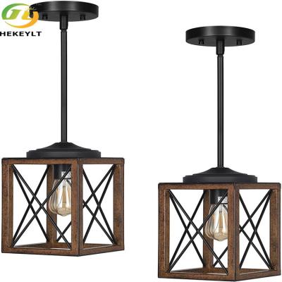 China E26 Farmhouse Iron Lantern Pendant Light Rustic Industrial Cage for sale
