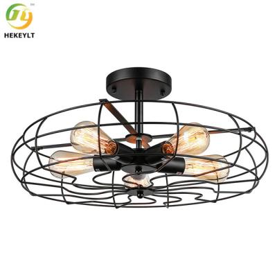 China E26 Retro Industrial Style LED Pendant Light Iron Black 5 Lights for sale