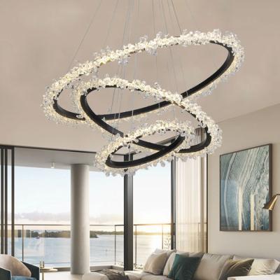 China Simple Atmosphere Crystal Wreath Modern Pendant Light Postmodern Living Luxury for sale