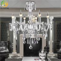 China E14 Tiered Crystal Candle Chandelier Indoor Metal Chrome for sale