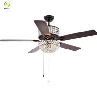 China Remote Control Crystal Ceiling Fan Chandelier 5 Blades For Modern Bedroom for sale