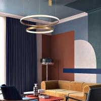 China Modern Hanging Led Clear Acrylic Circle Ring Pendant Light Nordic Stairs Living Room for sale
