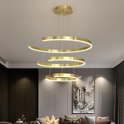 China Gold Color Metal Acrylic Modern LED Ring Chandeliers 85 - 265V for sale