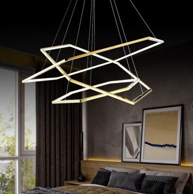 China Stainless steel Acrylic Metal LED Ring Chandeliers Simple Postmodern for sale