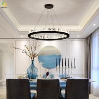 China Round LED Modern Ring Light Luxury Atmosphere Living Room Crystal Lamp for sale