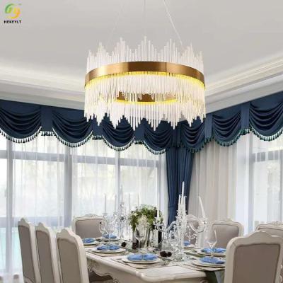 China LED Iron Glass Crystal Modern Ring Light For Living Room Postmodern Minimalist for sale