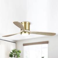 China Indoor Modern Brass Wood 52'' Ceiling LED Fan Lights Bedroom Living Room for sale