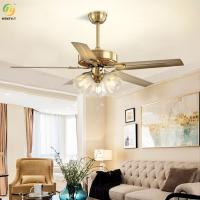 China 3/4/5 heads American Indoor Ceiling Fan fancy Gold Color LED Ceiling Fan for sale