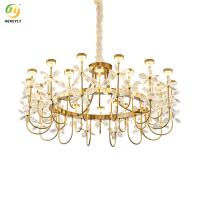 China 30w-108w Round Led Pendant Light Intergrated Crystal And Metal Petal for sale