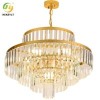 China E14 Crystal Pendant Light Luxury Gold And Clear For Living Room for sale
