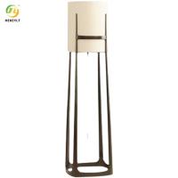 China D50*H200cm Modern Floor Light Led Fabric Frame Textured White And Brown for sale