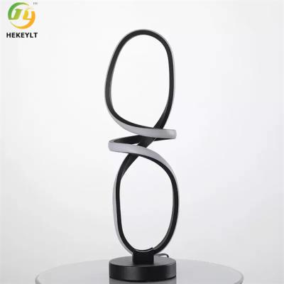 China Nordic Modern Led Bedside Table Lamp Black Geometric Minimalist For Indoor for sale