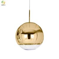 China Gold 265V Round Glass Pendant Light Villa Clothing Store Single Head Small for sale