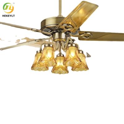 China 42'' E27 Custom Modern European Retro LED Fan Lamp For Dining Room Home for sale