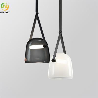 China Leather Glass Ash / Milky White Cognac Chandelier Creative Art for sale