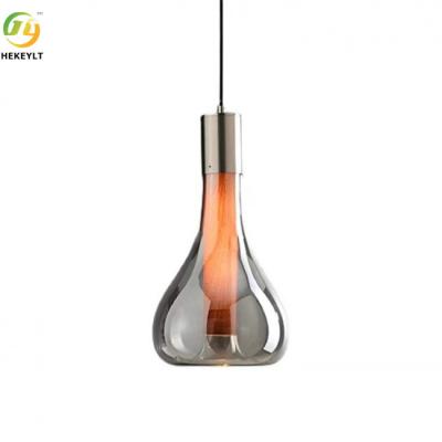 China E27 Aluminum And Glass Chrome And Smoky Gray Pendant Light For Indoor Decor for sale