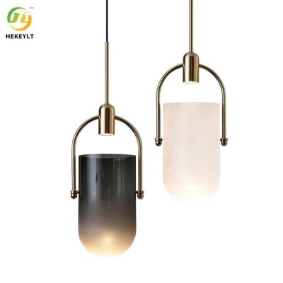 China GU10 1-Light Iron Plating And Glass Smoke Gray Pendant For Bedroom for sale