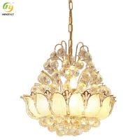 China Gold K9 Round Hanging Ceiling Light Modern Crystal LED Pendant Lights for sale