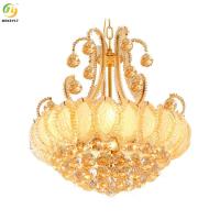 China LED Gold K9 Crystal Hanging Ceiling Light Modern Round Crystal Chandeliers for sale