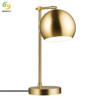 China E27 Round Metal Gold Bedside Table Lamp D17.2 X H46.4cm for sale