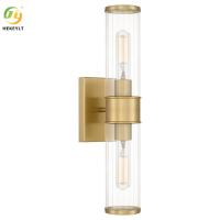 China Striking Style Gold Metal Glass Modern Wall Light 2 Light for sale