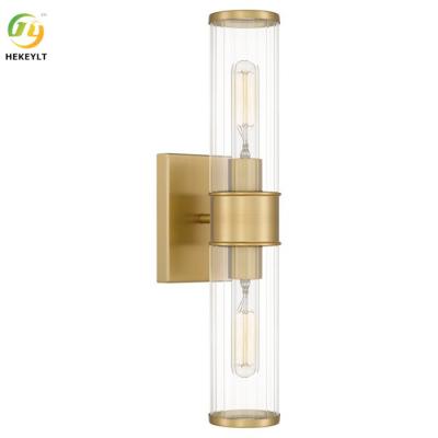 China Striking Style Gold Metal Glass Modern Wall Light 2 Light for sale