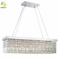 China 5 Light Crystal Pendant Light Glass Dimmable Square / Rectangle Chandelier for sale