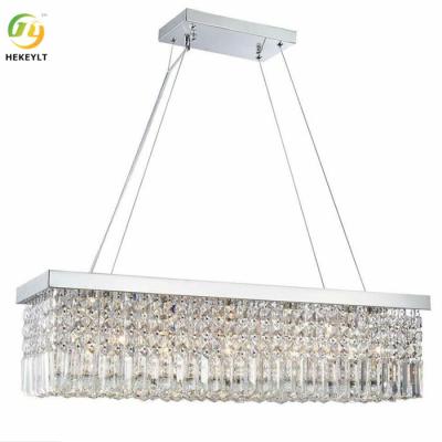 China 5 Light Crystal Pendant Light Glass Dimmable Square / Rectangle Chandelier for sale