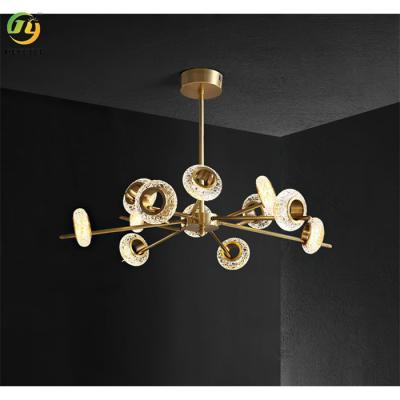 China 12 Light LED Sphere Chandelier Crystal Metal Gold Pendant Light for sale