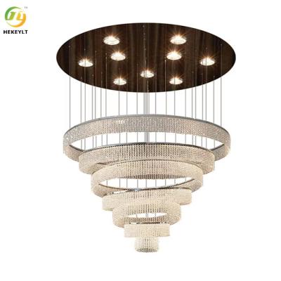 China Gold Dimmable Modern Crystal Pendant Light Round K9 Hanging Ceiling Light for sale