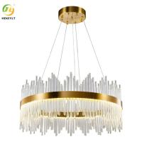 China Clear Metal Gold Crystal Pendant Light For Wedding for sale