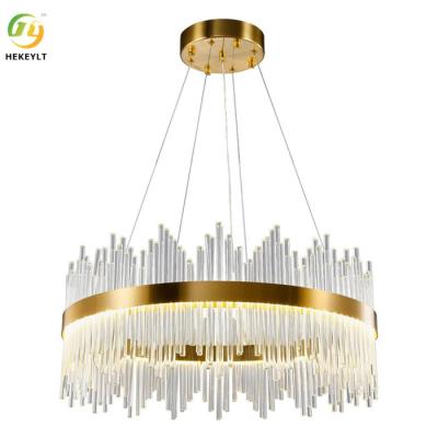 China Clear Metal Gold Crystal Pendant Light For Wedding for sale