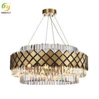 China K9 Crystal Hanging Ceiling Light LED Brass Clear Modern Crystal Chandeliers for sale