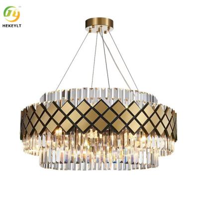 China K9 Crystal Hanging Ceiling Light LED Brass Clear Modern Crystal Chandeliers for sale
