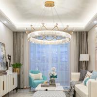 China Round Creative Children Bedroom LED Crystal Pendant Light Clear Metal Gold for sale