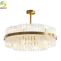 China LED Gold Round K9 Crystal Hanging Ceiling Light Modern Crystal Chandeliers for sale