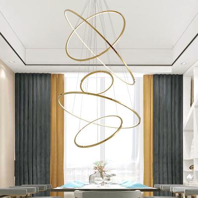 China Luxury Golden Frame Modern Home Lighting Classical Irregular Ring Decorative Chandelier for sale