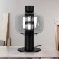 China LED 3 Color Glass Hardware Bedside Table Lamp Rechargeable Vintage Bedroom Lighting for sale