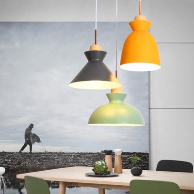 China LED Metal Wood White Single Pendant Light Nordic Modern AC 85 - 265V for sale